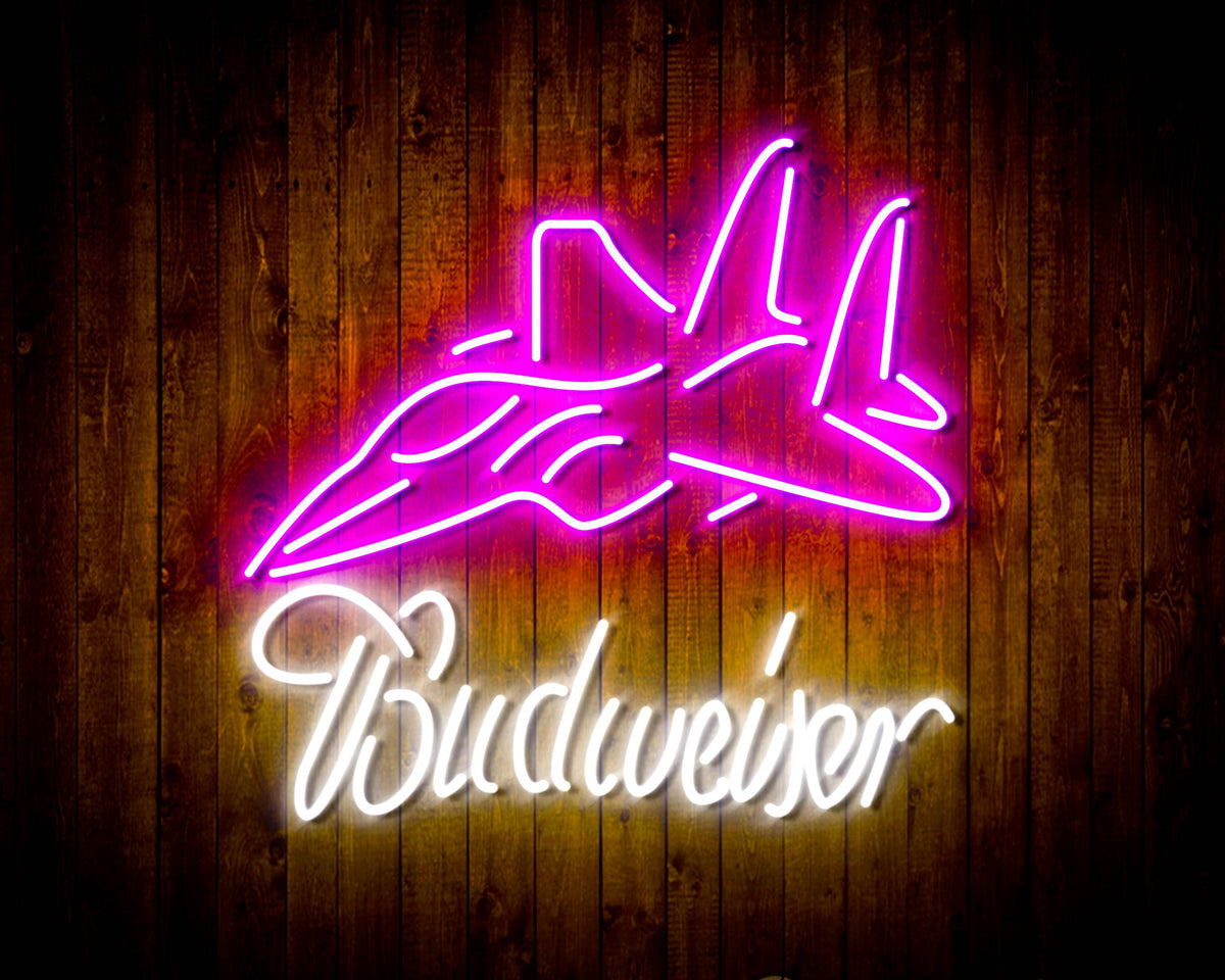 Budweiser with Jet Fighter Bar Neon LED Sign | Joyatwall – joyatwall