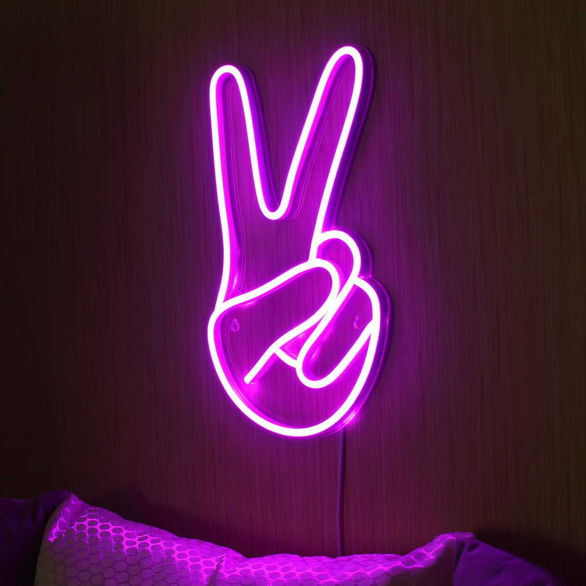 Hand Showing V Sign LED Neon Sign - JoyatWall – joyatwall