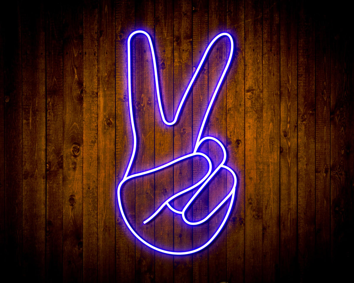Hand Showing V Sign LED Neon Sign - JoyatWall – joyatwall